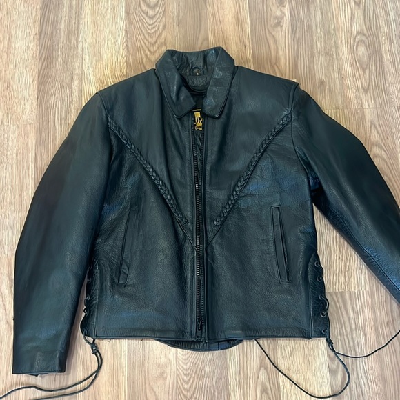 Unik | Jackets & Coats | Unik Black Leather Motorcycle Jacket Sz Small ...